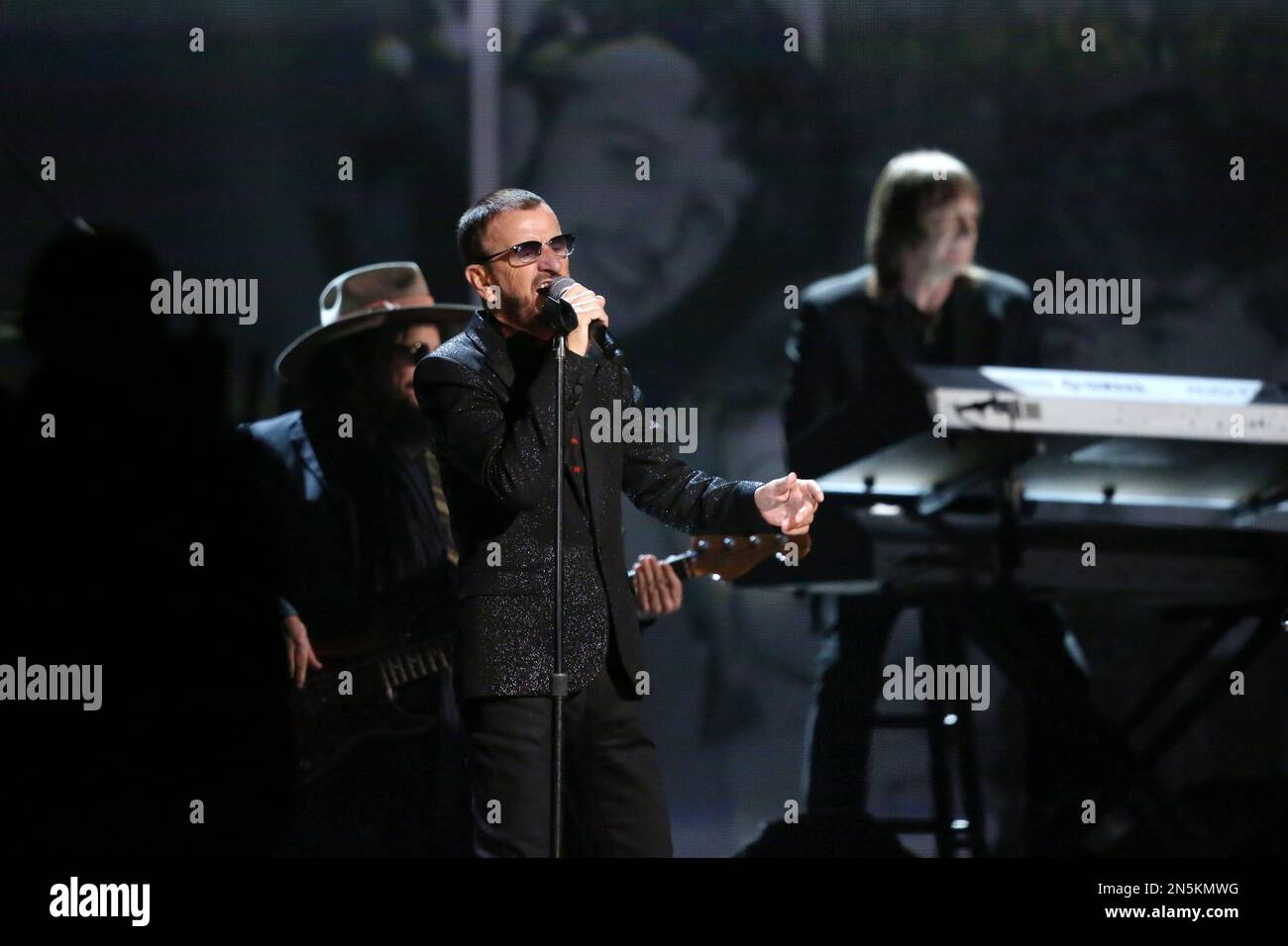 Ringo Starr performs "Photograph" at the 56th annual Grammy Awards at ...