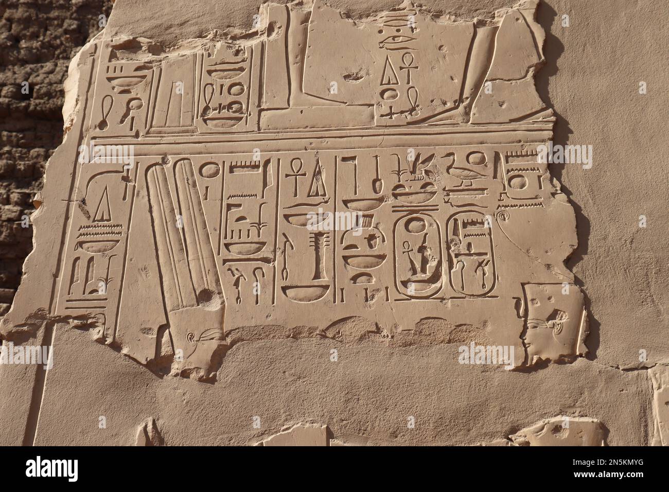 ancient egyptian symbols and hieroglyphs carved at Karnak temple in ...