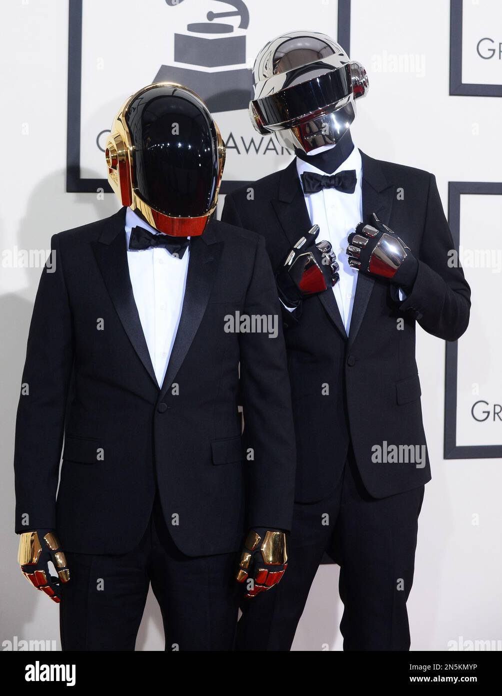 Daft Punk arrives at the 56th annual GRAMMY Awards at Staples Center on ...