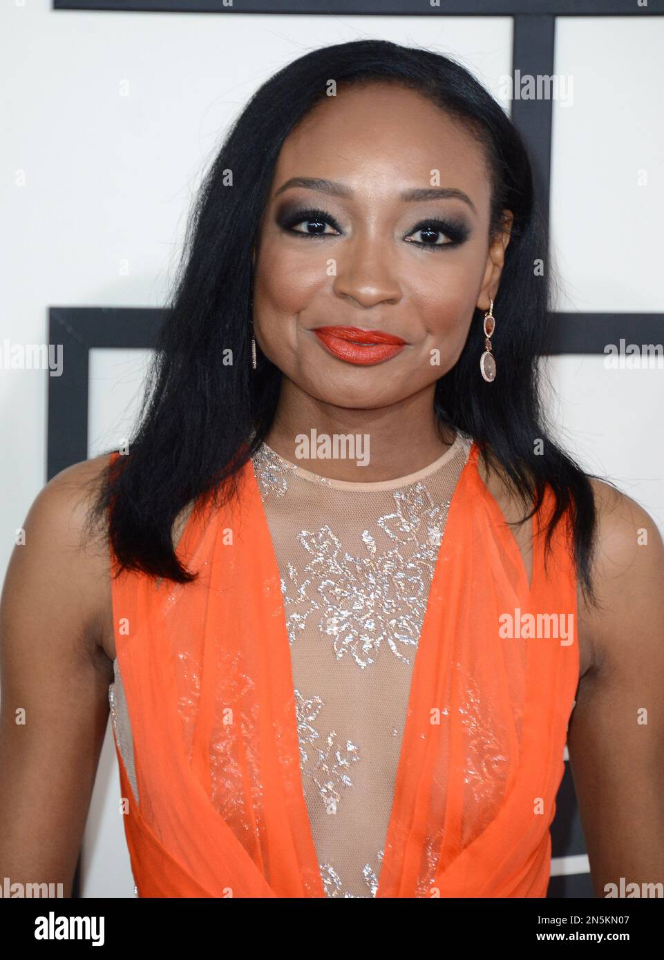 Malina Moye arrives at the 56th annual GRAMMY Awards at Staples Center ...