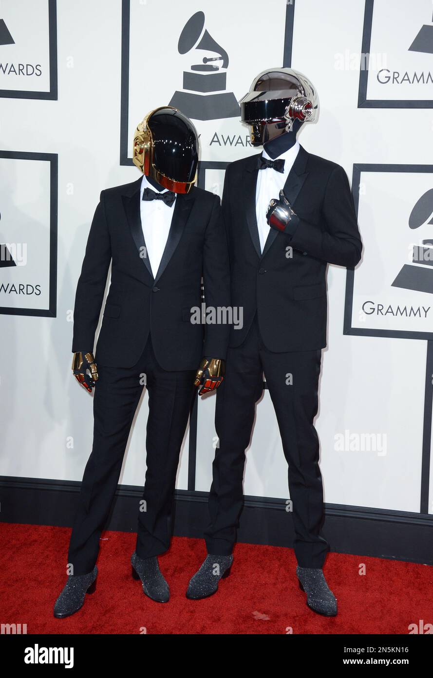 Daft Punk arrives at the 56th annual GRAMMY Awards at Staples Center on ...