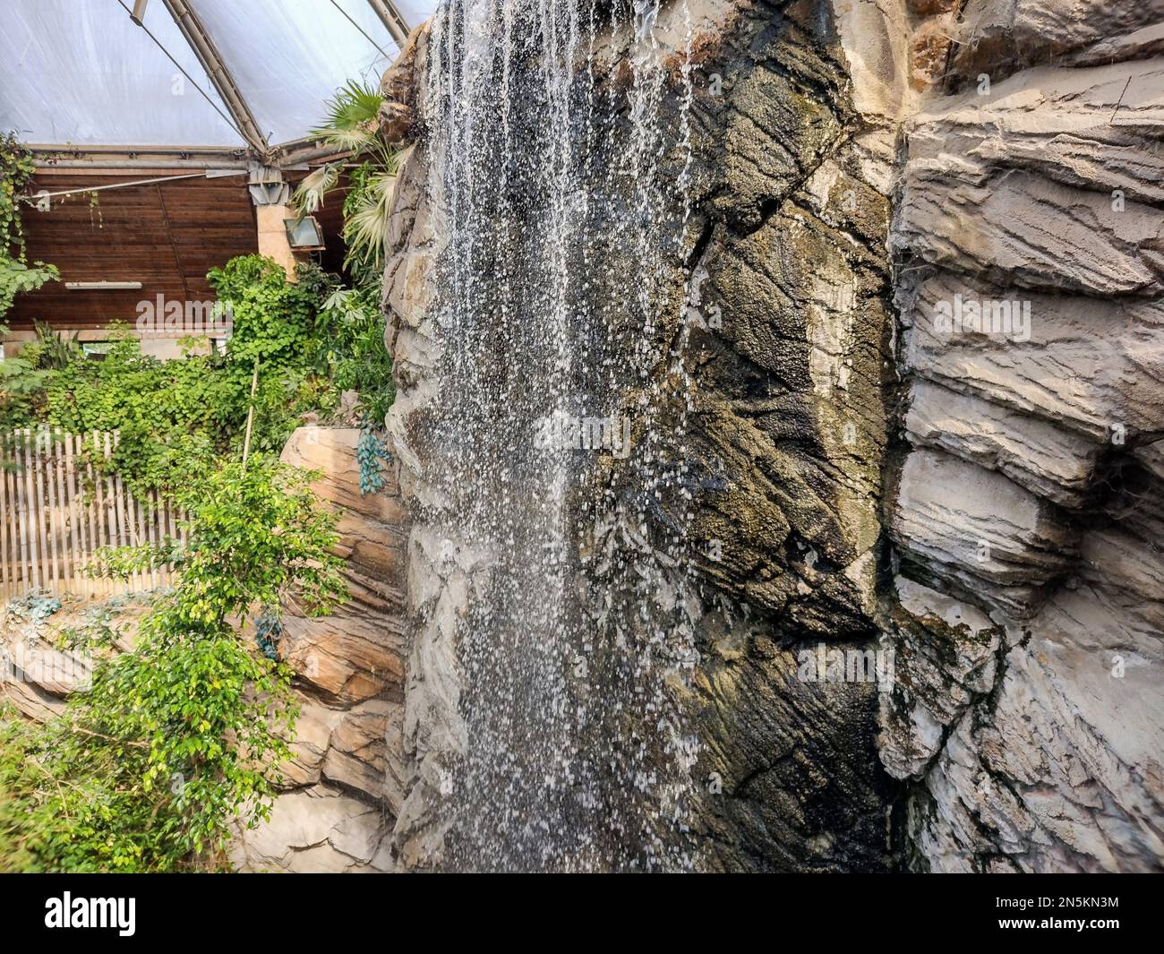 waterfall made at the zoo. Big waterfall Stock Photo - Alamy