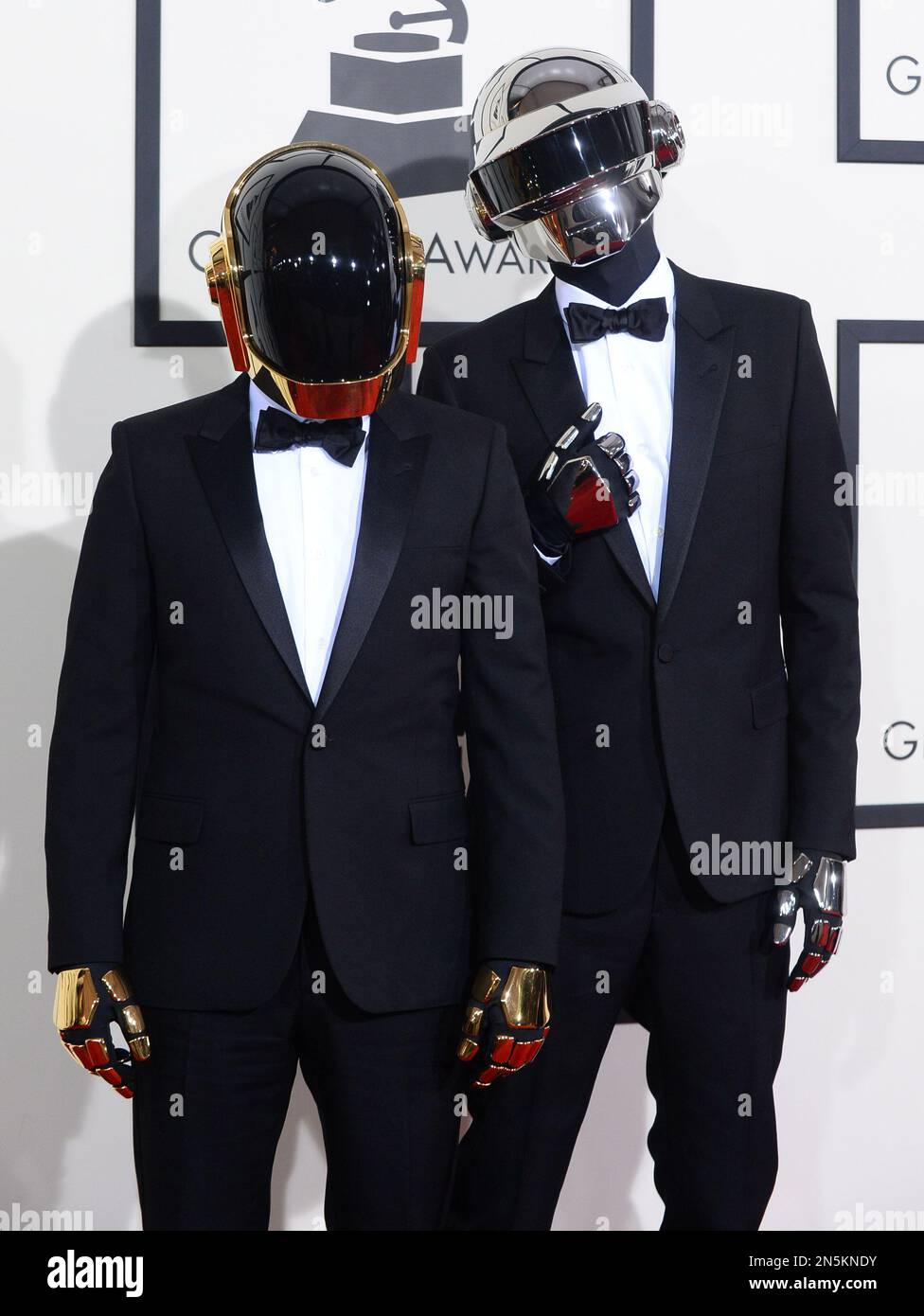 Daft Punk arrives at the 56th annual GRAMMY Awards at Staples Center on ...