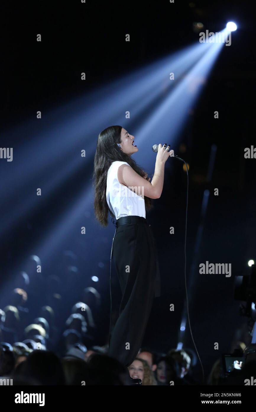 Lorde performs on stage at the 56th annual GRAMMY Awards at Staples ...