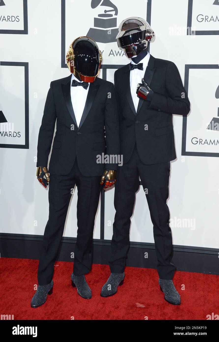 Daft Punk arrives at the 56th annual Grammy Awards at Staples Center on ...