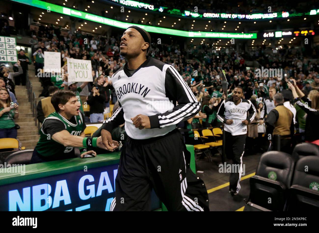 Brooklyn Nets forward Paul Pierce, front, formerly of the Boston ...