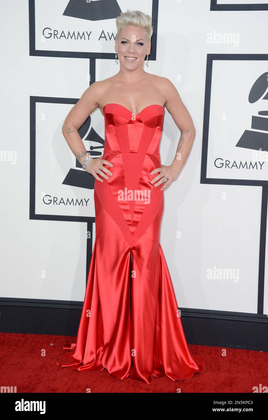 Pink arrives at the 56th annual Grammy Awards at Staples Center on ...