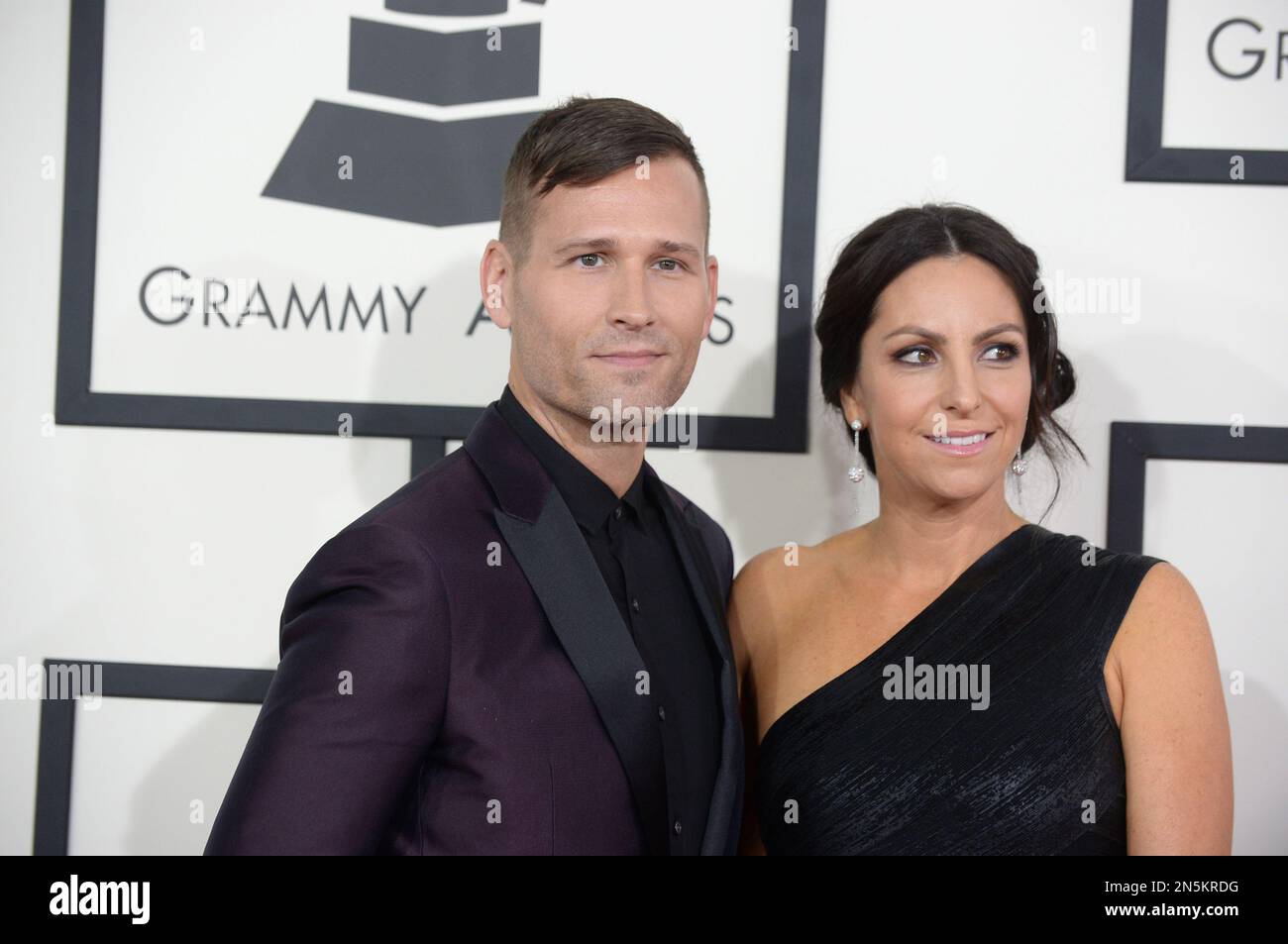 Kaskade, left, and Naomi Raddon arrive at the 56th annual GRAMMY Awards ...