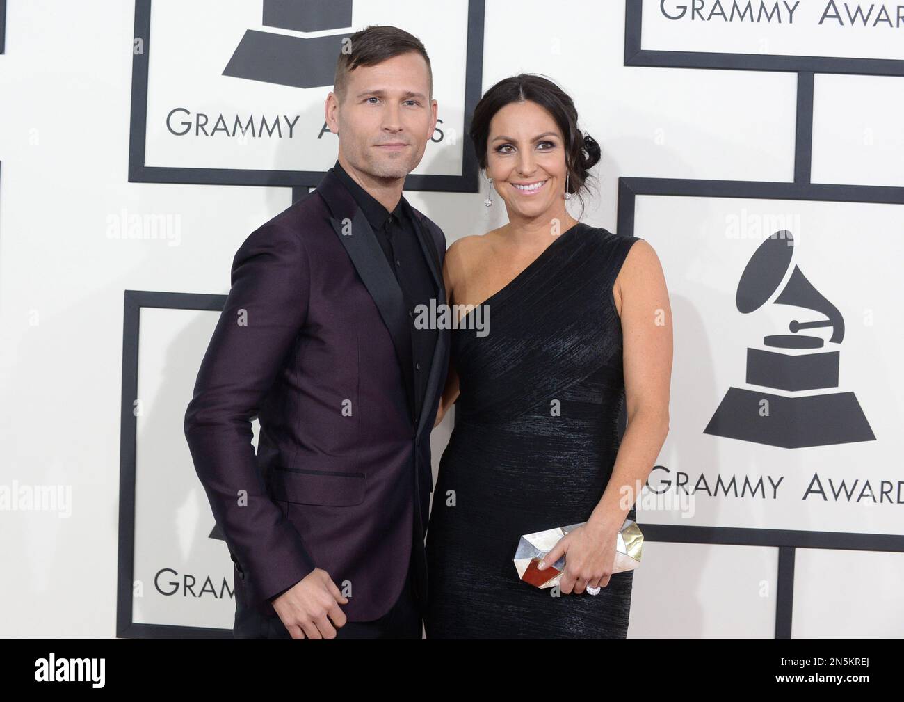 Kaskade, left, and Naomi Raddon arrive at the 56th annual GRAMMY Awards ...