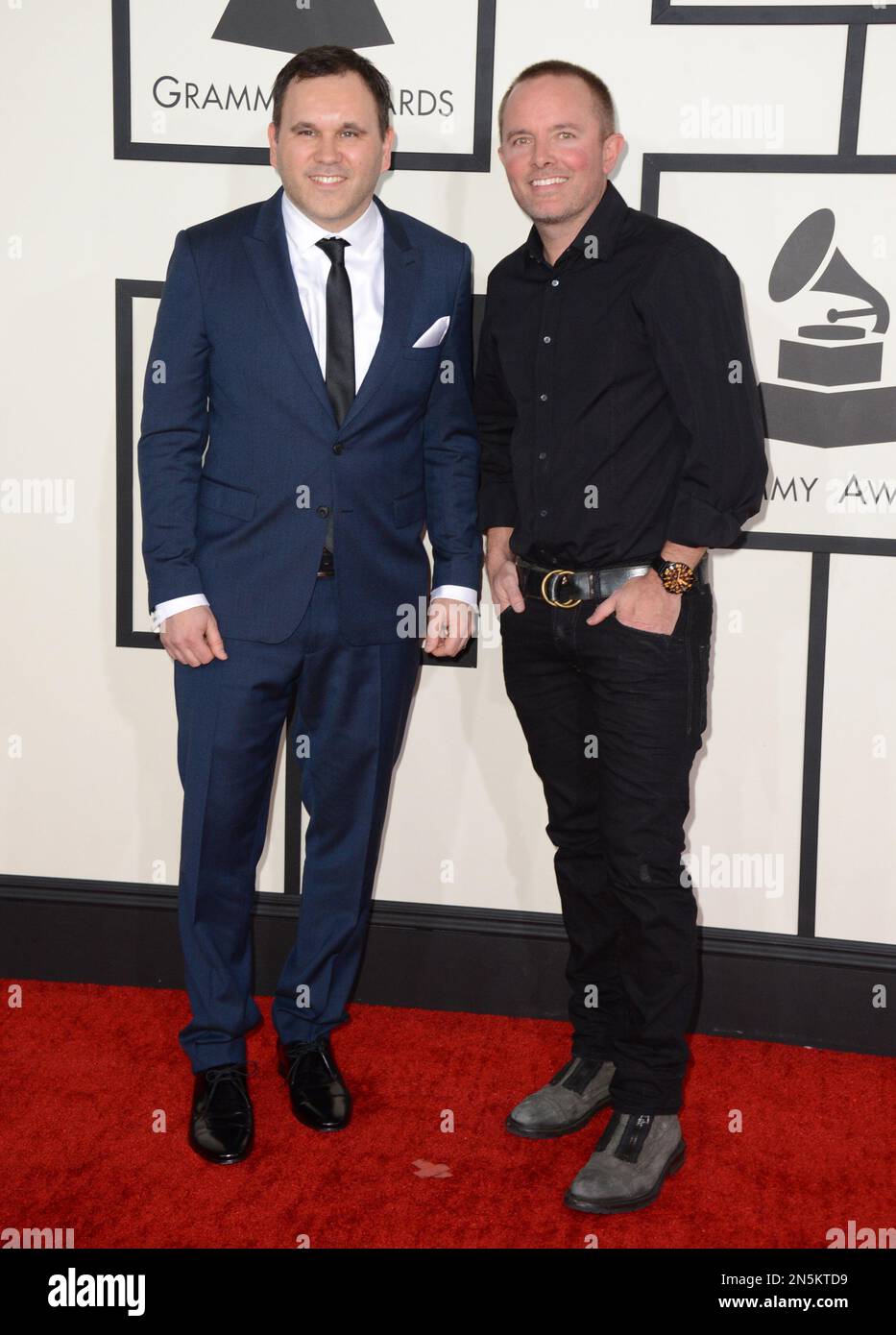 Matt Redman, let, and Chris Tomlin arrive at the 56th annual GRAMMY ...