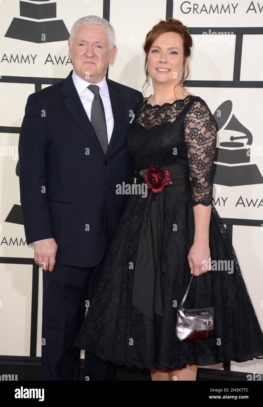 Jim Anderson, left, and Darcy Proper arrive at the 56th annual GRAMMY ...