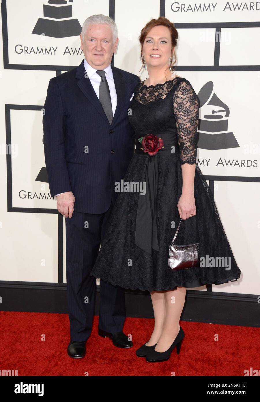 Jim Anderson, left, and Darcy Proper arrive at the 56th annual GRAMMY ...