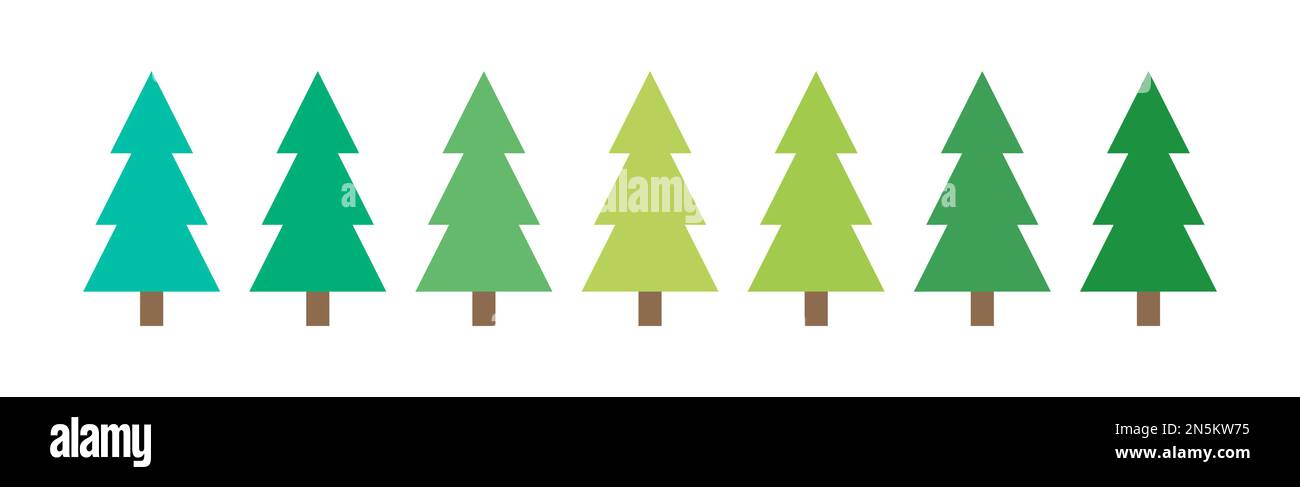 Christmas trees green colors icons collection. Vector illustration ...