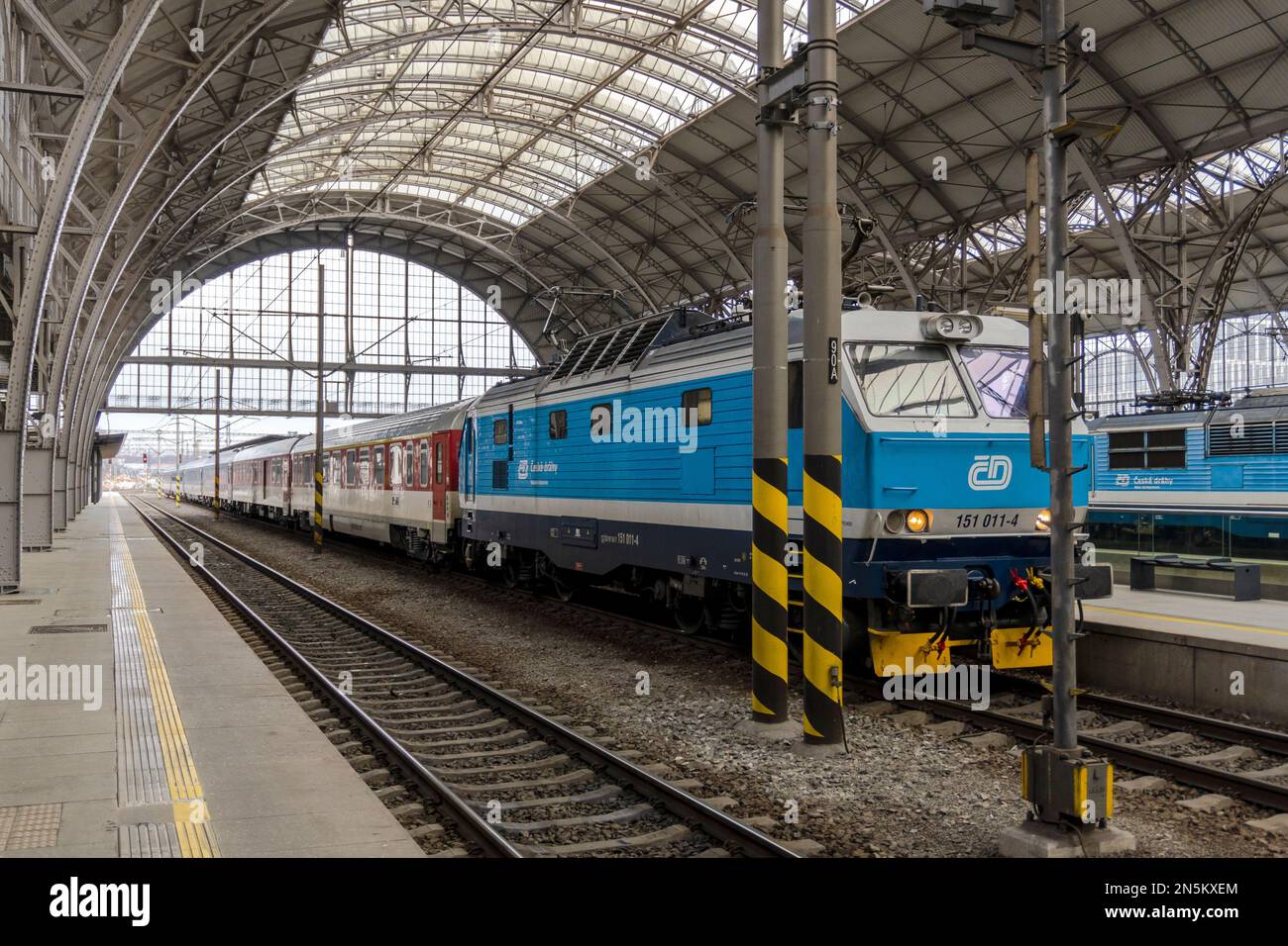 Electric Express train "Petr Bezrue" CD 151 011-4, with passenger ...