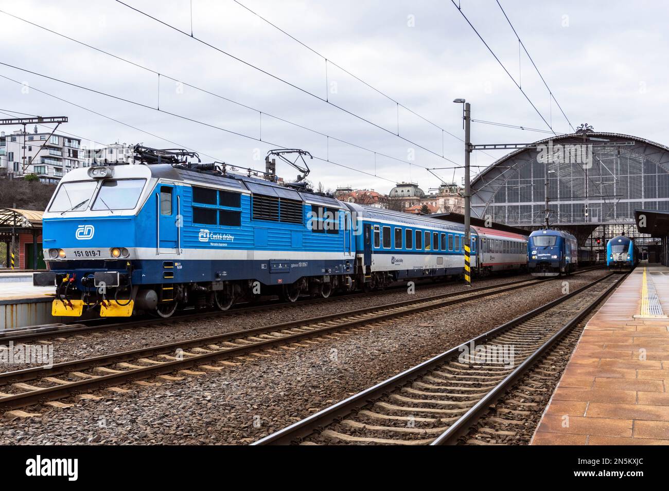 Electric passenger trains at Prague Main Railway Station, Prague, Czech ...
