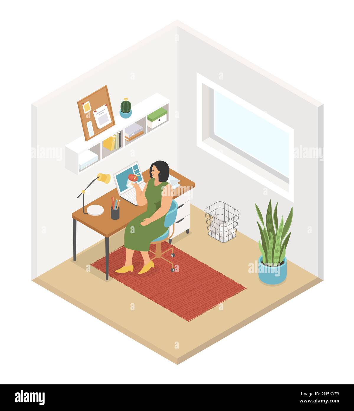 Work from home - modern vector colorful isometric illustration Stock ...