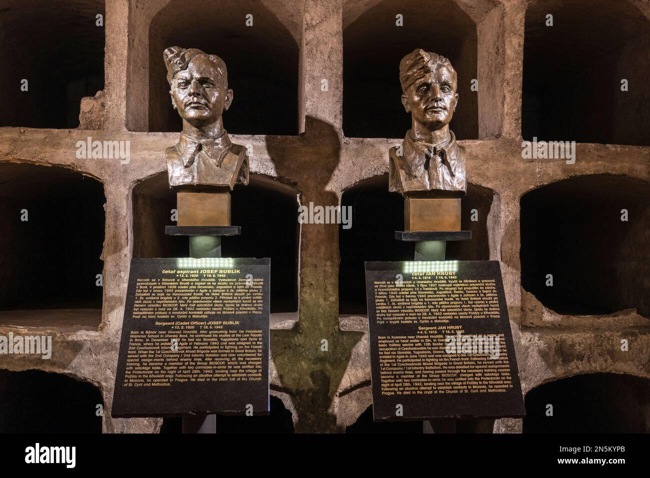 Commemorative busts of two Czech soldiers, Josef Bublik (left) and Jan ...