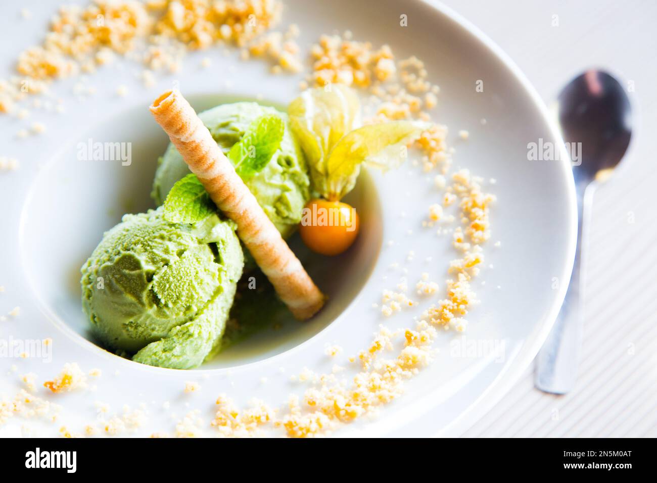 Artisanal green tea flavored Italian ice cream Stock Photo - Alamy
