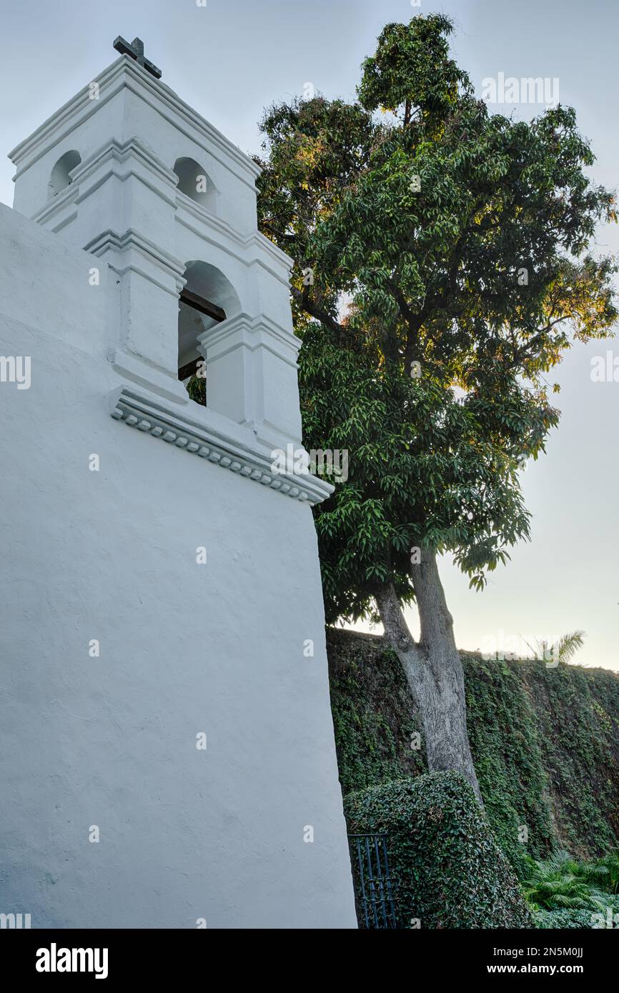 White Church tower Stock Photo - Alamy