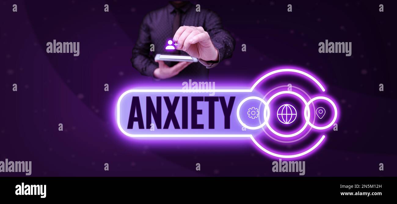 Handwriting text Anxiety. Concept meaning Excessive uneasiness and ...