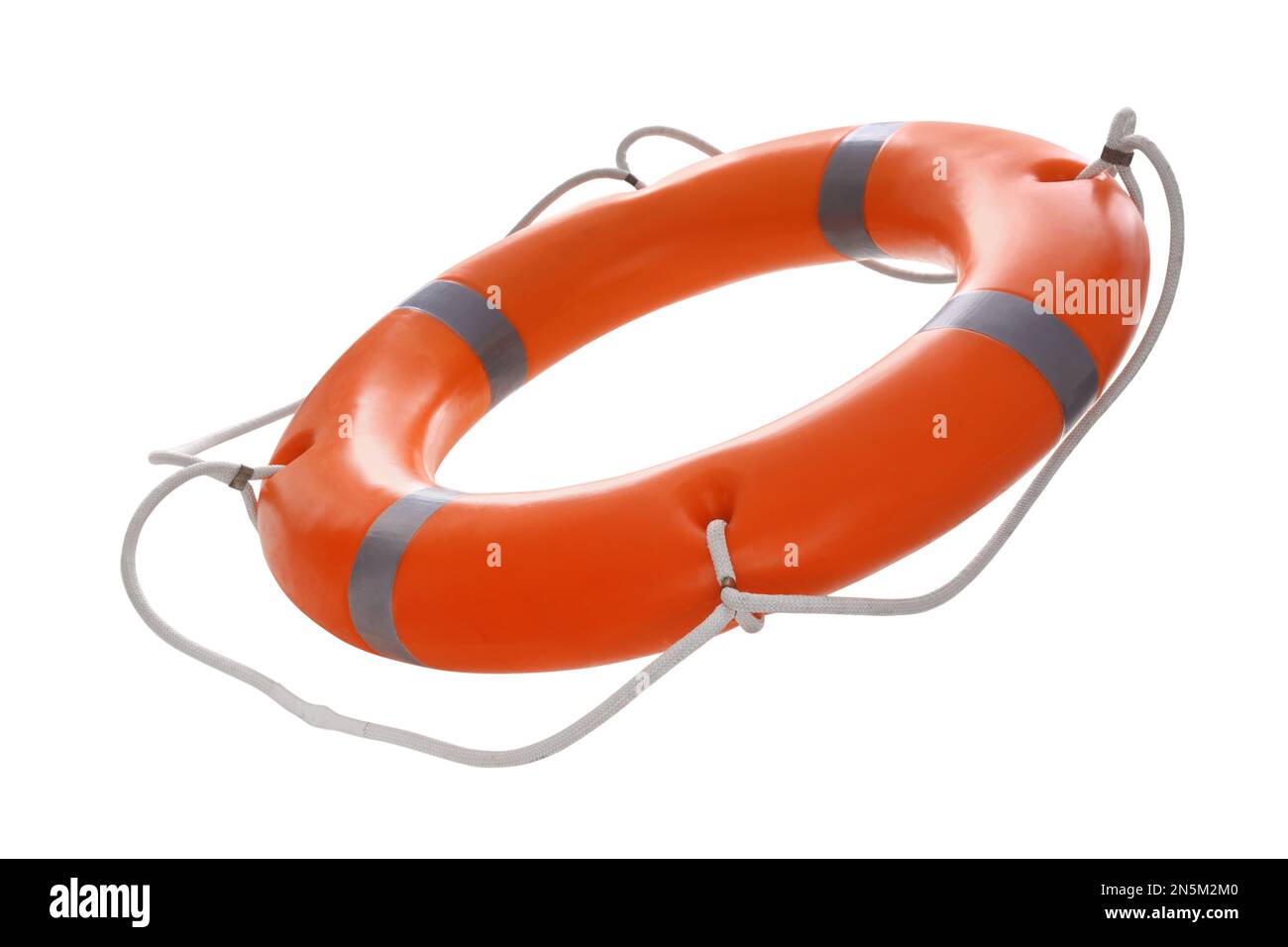 Orange lifebuoy isolated on white. Rescue equipment Stock Photo - Alamy