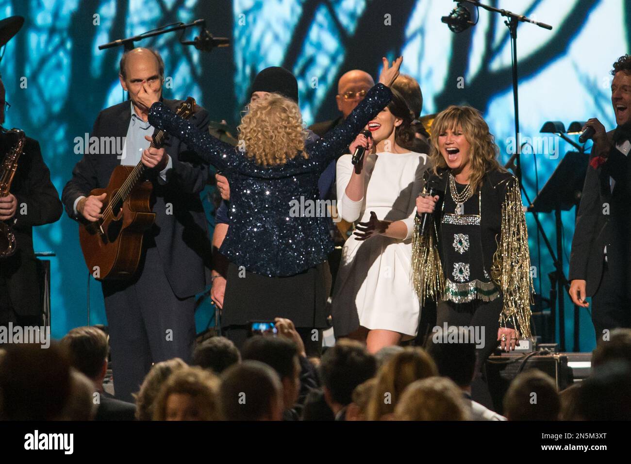 From left, James Taylor, Carole King, Zac Brown, Sara Bareilles, and ...