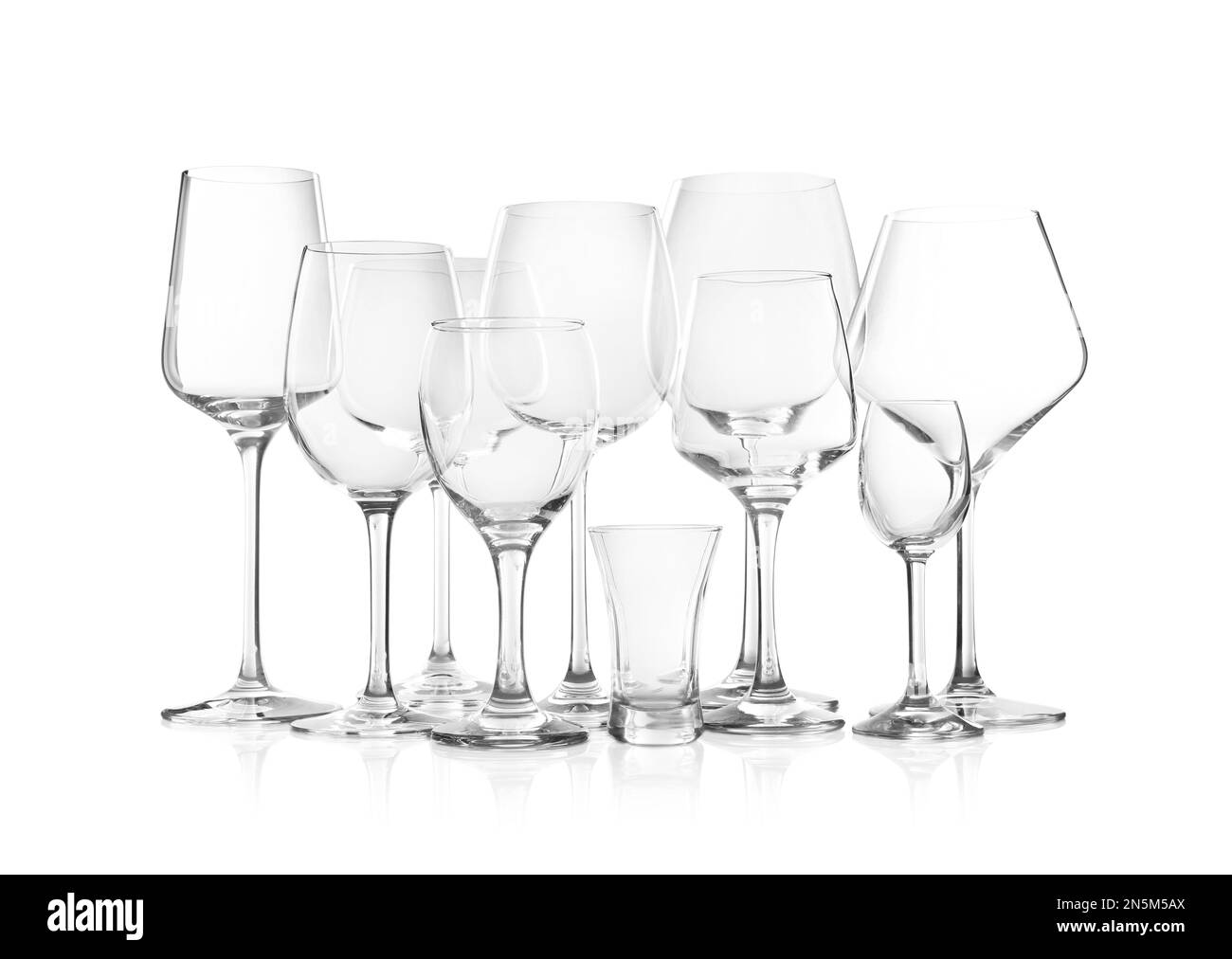 Set of new bar glassware on white background Stock Photo - Alamy