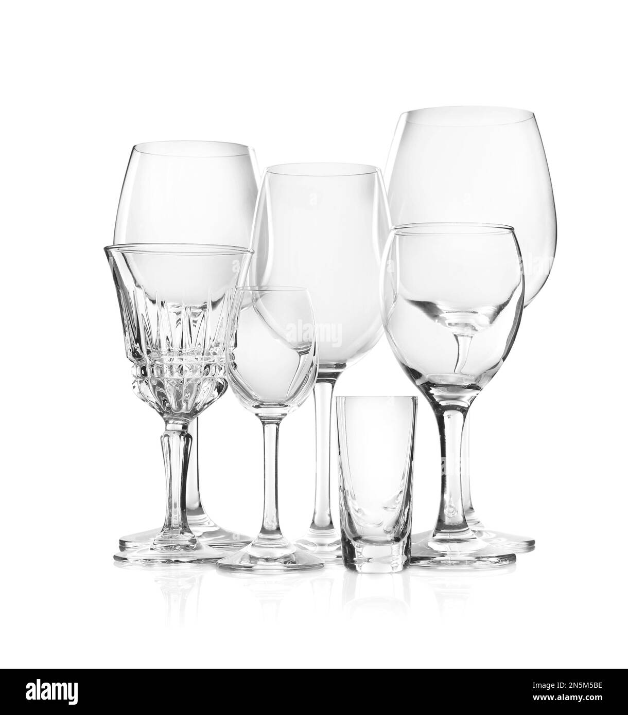Set of new bar glassware on white background Stock Photo - Alamy