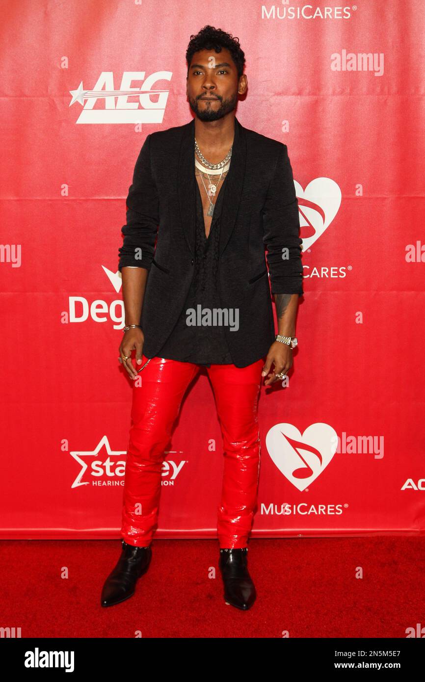 Singer Miguel arrives at the MusiCares 2014 Person of the Year Tribute ...