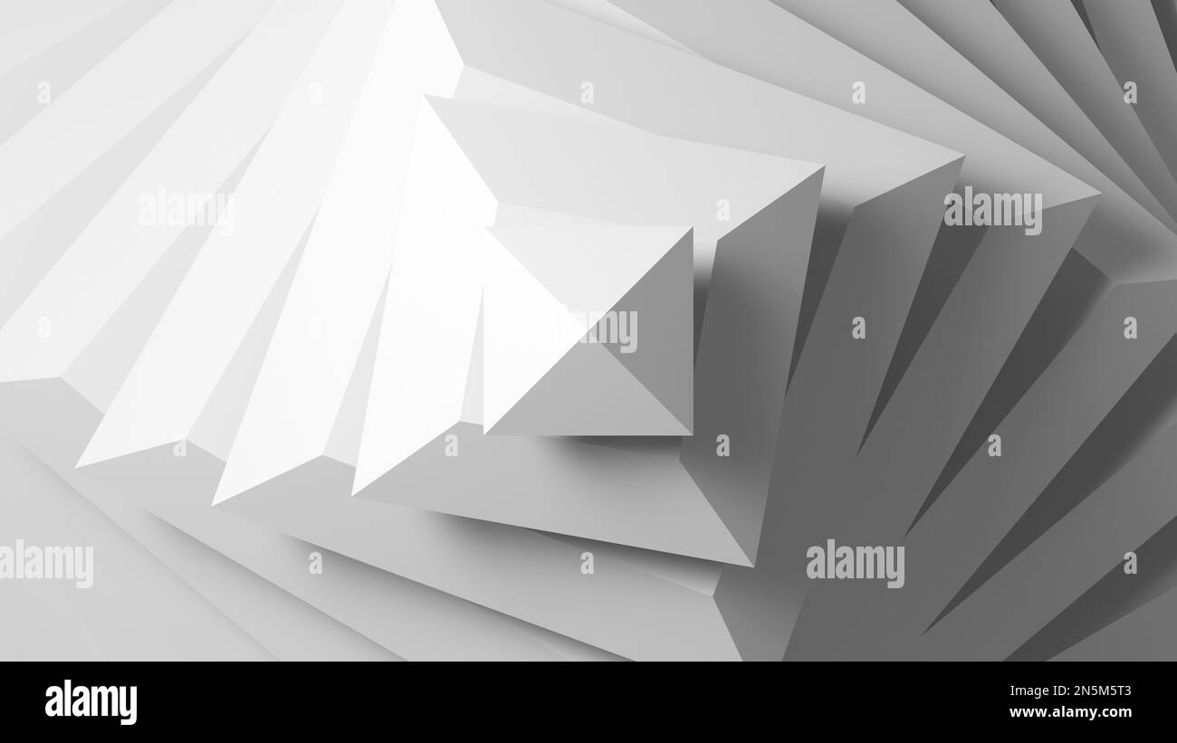 Abstract White Geometric Installation Twisted Parametric Structure