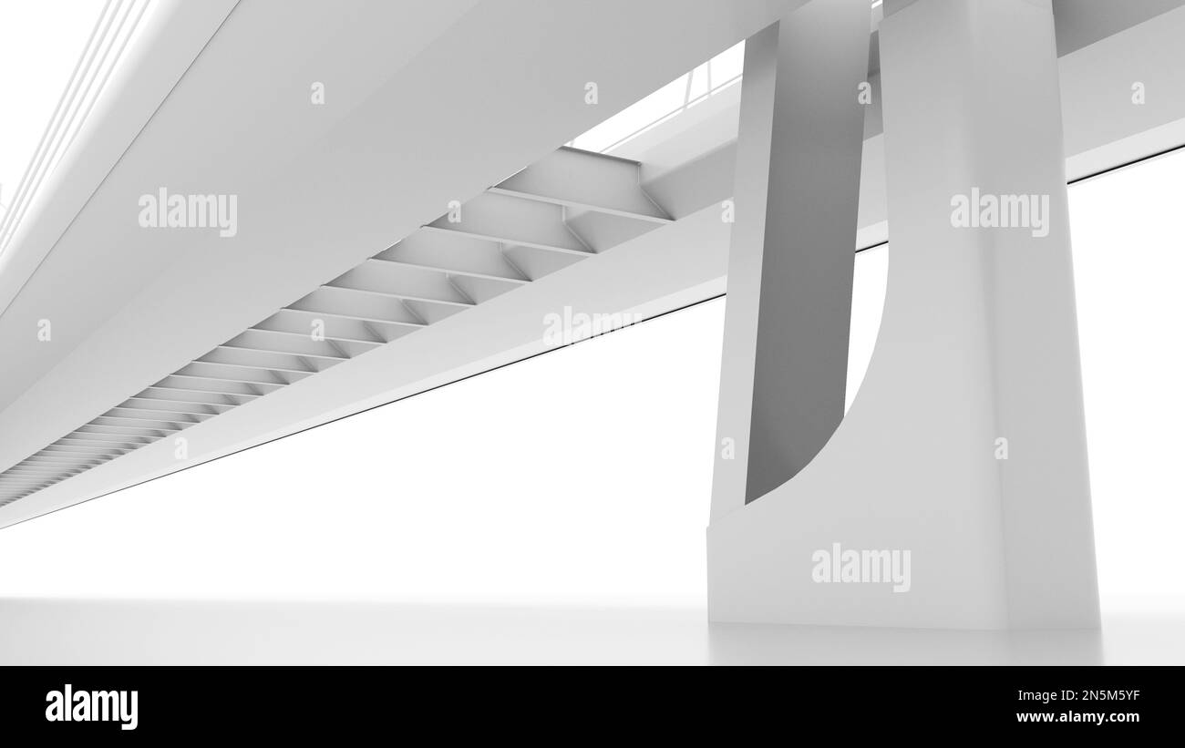 Overpass bridge, white digital model, 3d rendering illustration Stock ...
