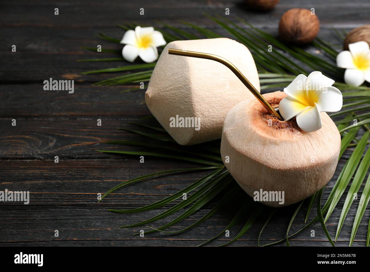 Coconut drinking straw on palm hi-res stock photography and images - Alamy