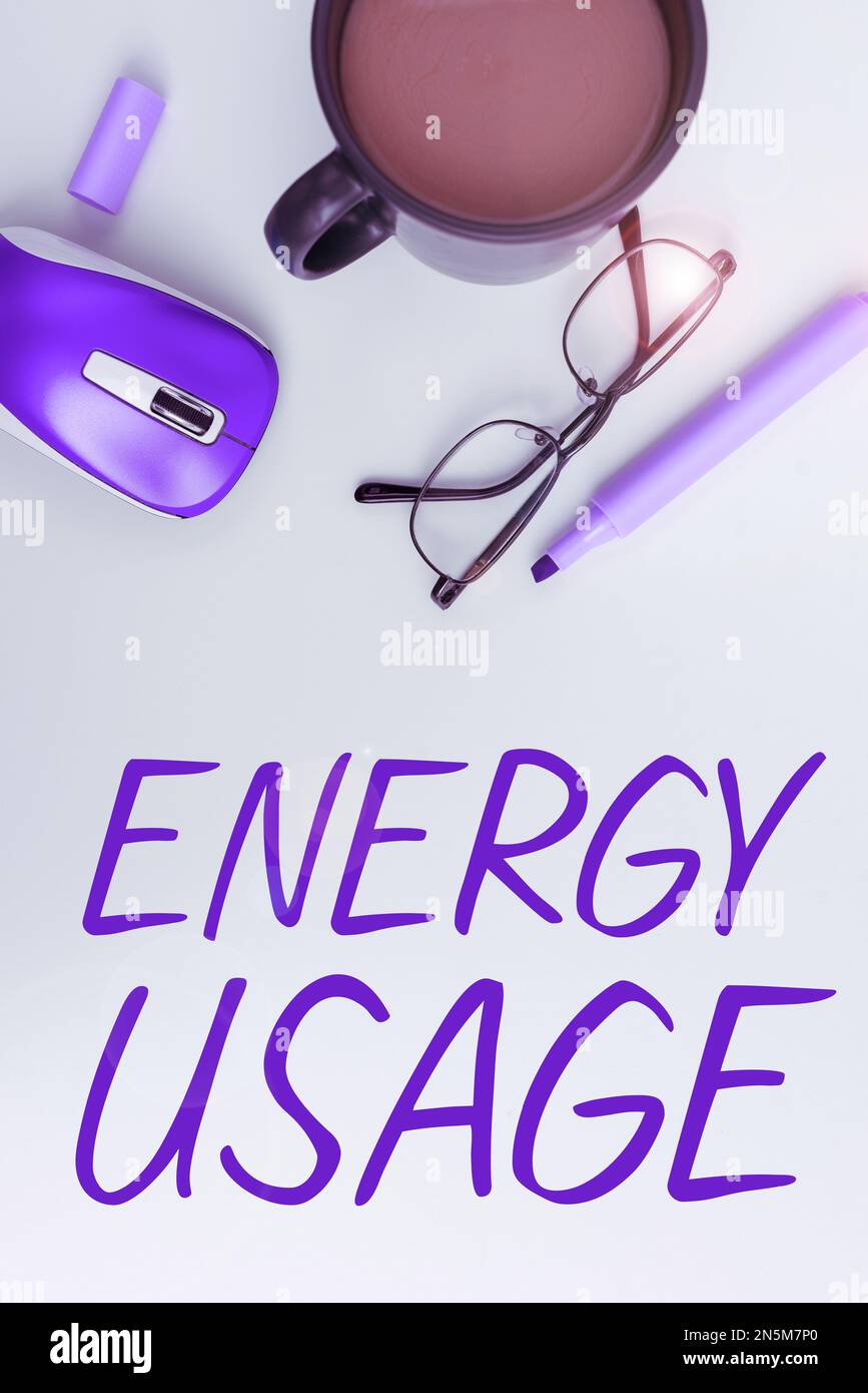 Conceptual display Energy Usage. Word for Amount of energy consumed or ...