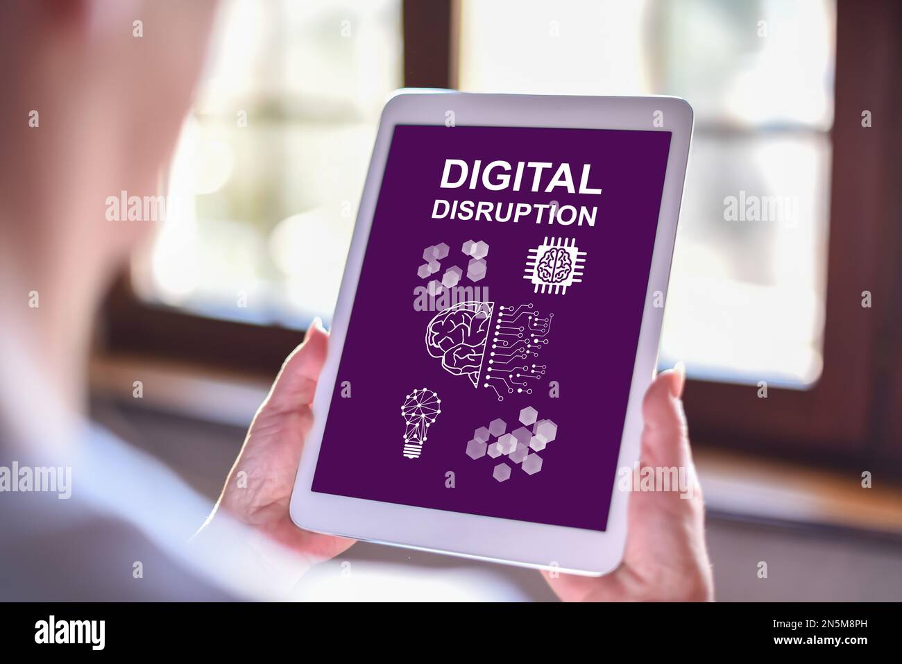 Tablet screen displaying a digital disruption concept Stock Photo - Alamy