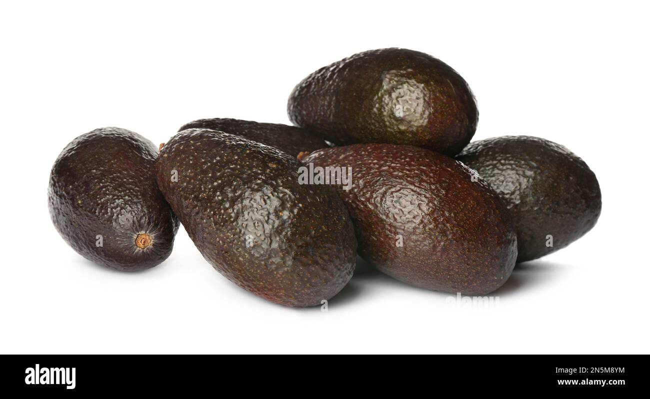 Whole fresh ripe avocadoes on white background Stock Photo - Alamy