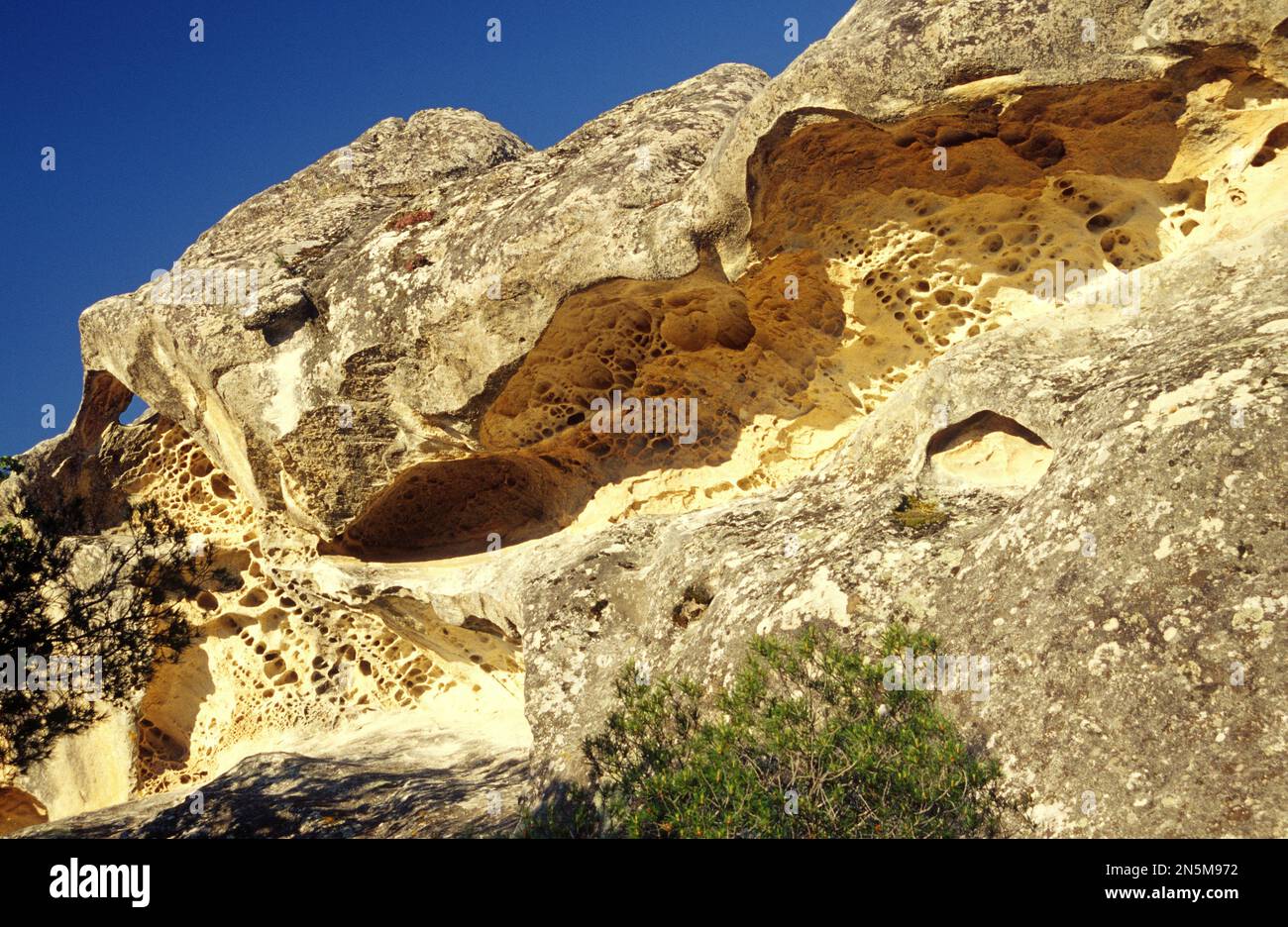 Old sandstone formations dug by erosion in Ste Anne d'Evenos Var Stock ...