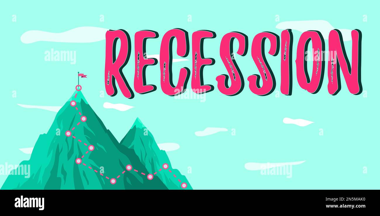 Conceptual display Recession. Business overview the process of progressive decrease in growing ...