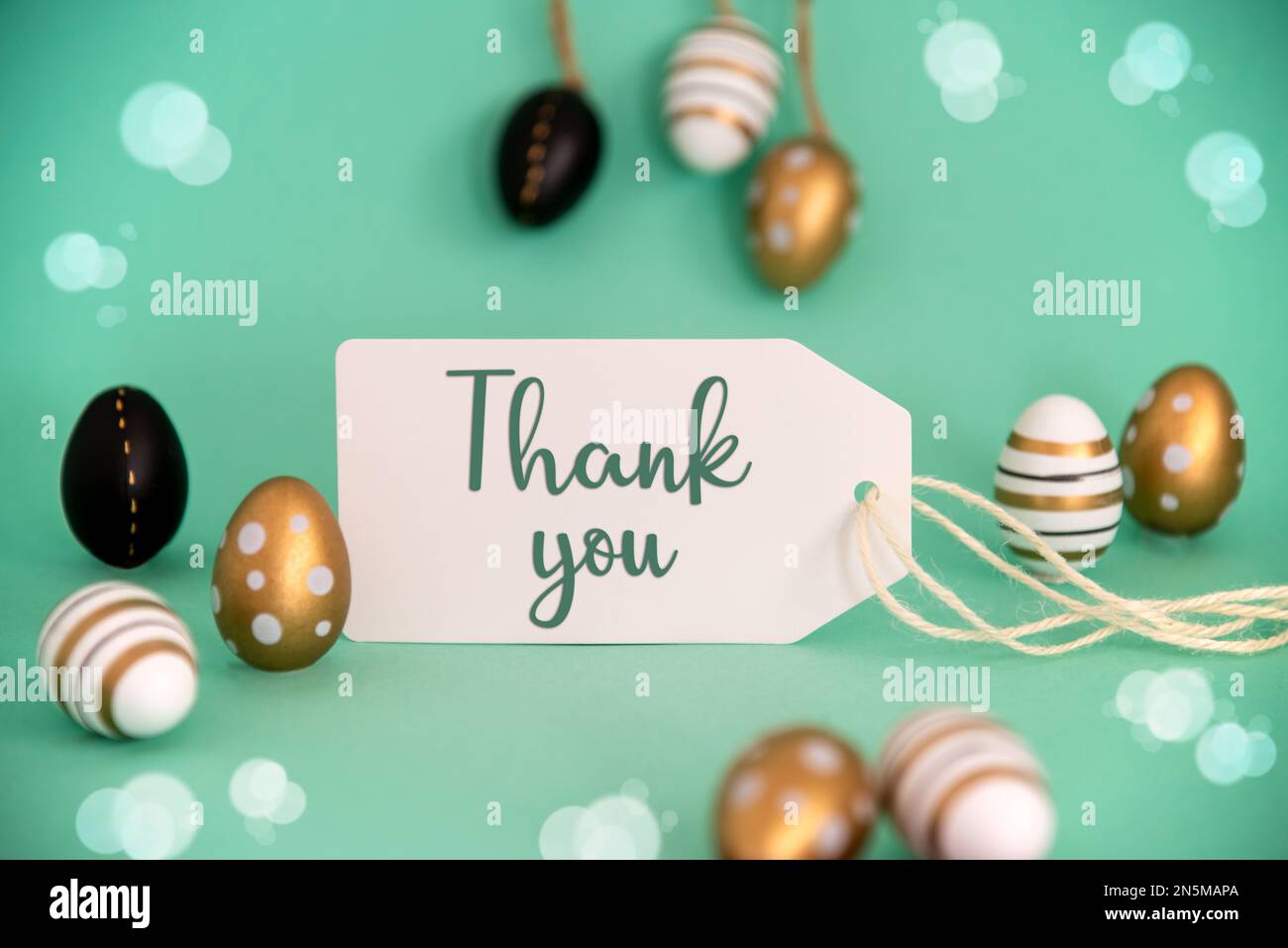 Golden Easter Egg Decoration. Label With English Text Thank You Stock ...