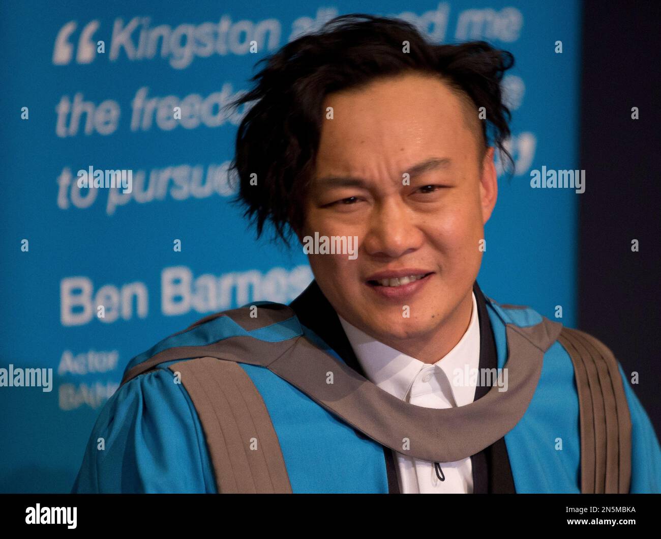 Chinese pop star Eason Chan speaks during a press conference after he ...