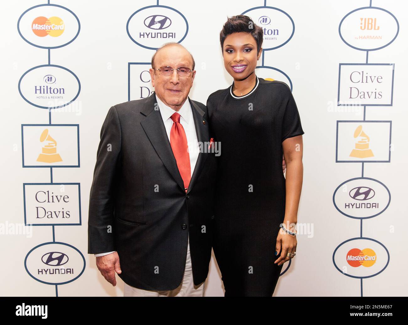 CLIVE DAVIS and JENNIFER HUDSON seen at THE BEVERLY HILTON on THURSDAY ...