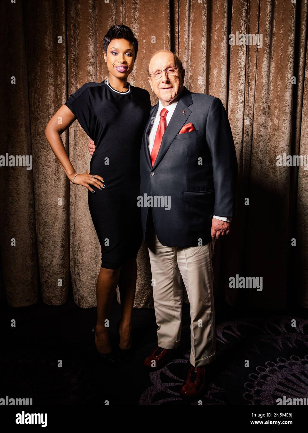 CLIVE DAVIS and JENNIFER HUDSON seen at THE BEVERLY HILTON on THURSDAY ...
