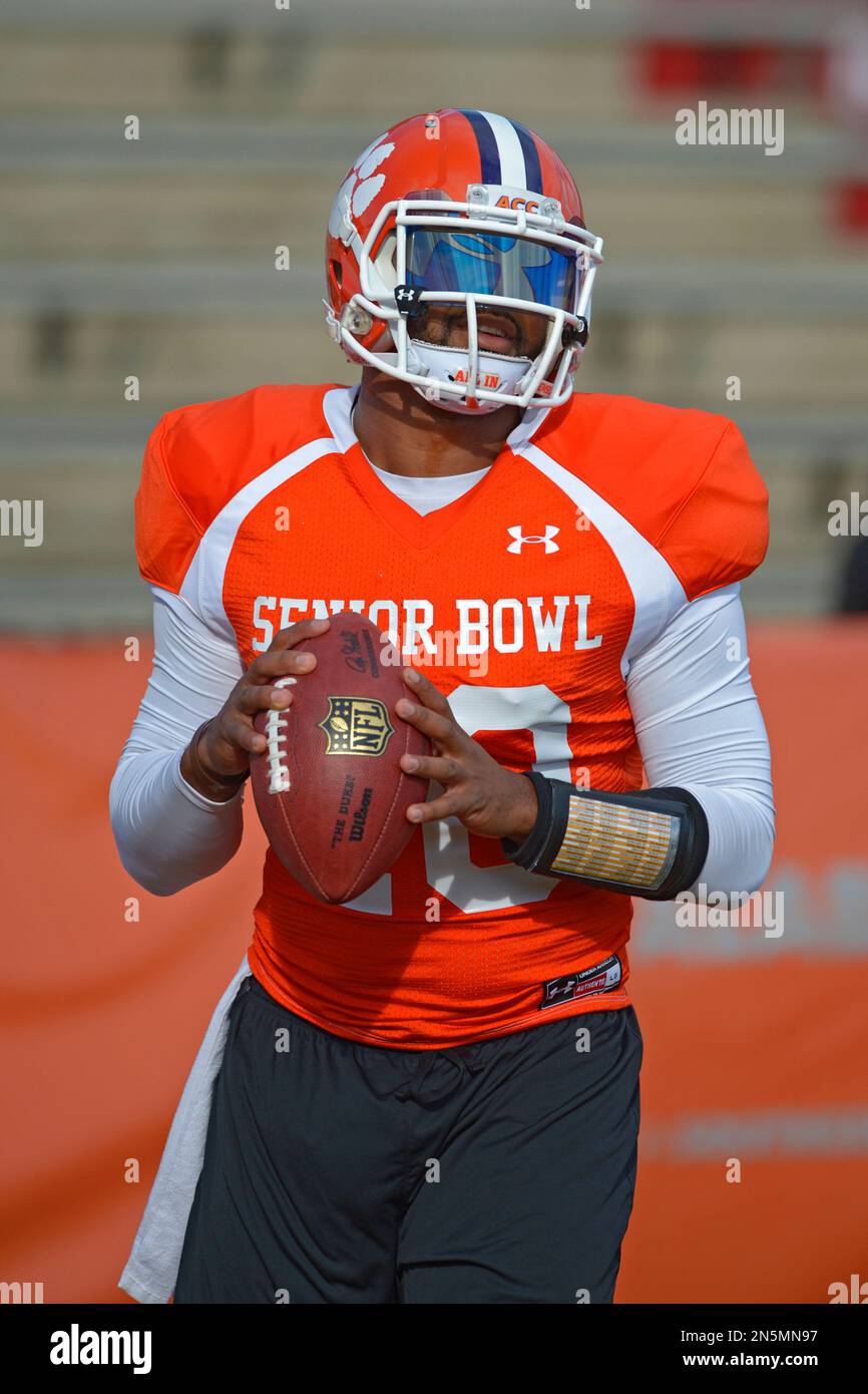 North Squad quarterback Tajh Boyd of Clemson (10) drops back to pass ...