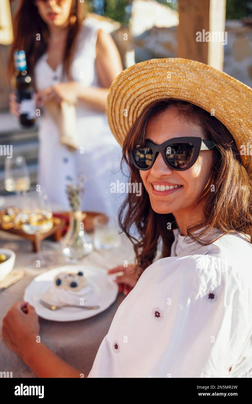 Delicious sweet dessert on a white porcelain plate. Meringue with ...