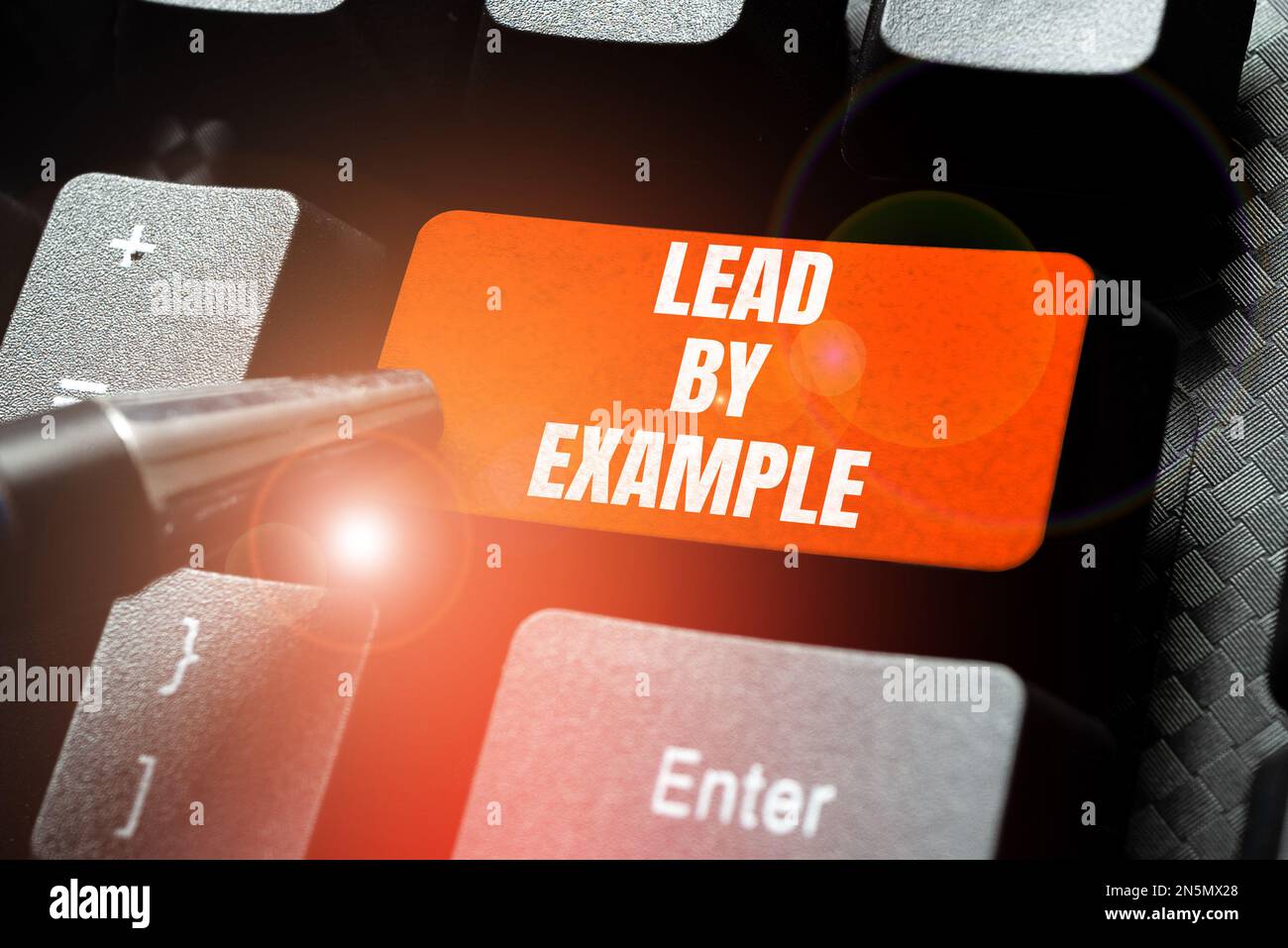 Writing displaying text Lead By Example. Business concept Be a mentor ...