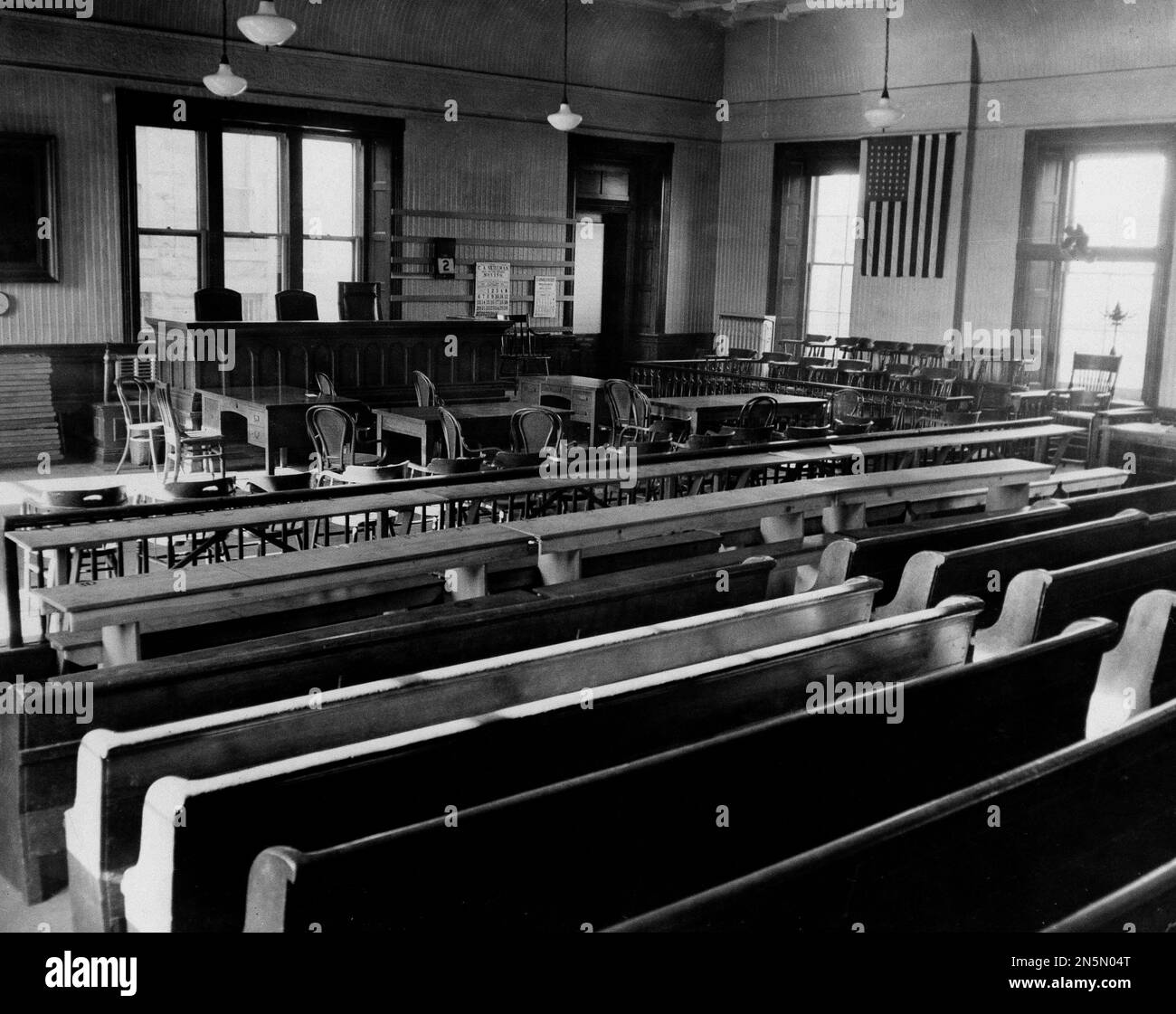 Shown is the courtroom of the Hunterdon County Courthouse, Flemington ...