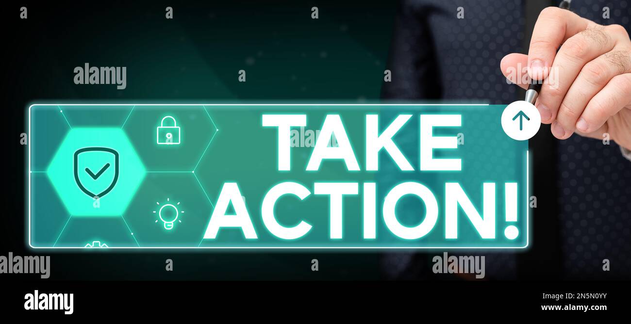 Writing displaying text Take Action. Word Written on do something ...