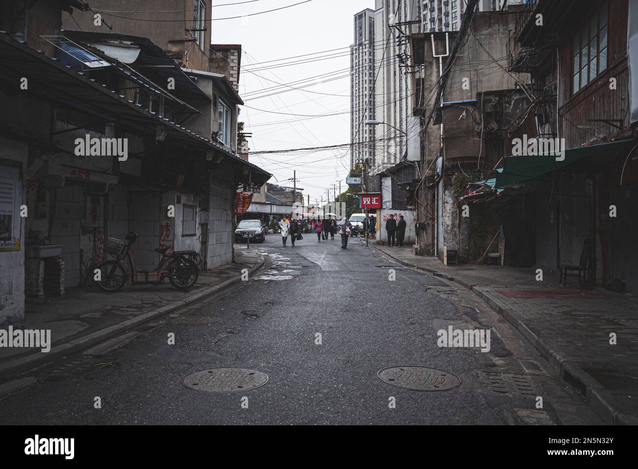 The poor neighborhood of Huang Pu District in Shanghai, China Stock ...