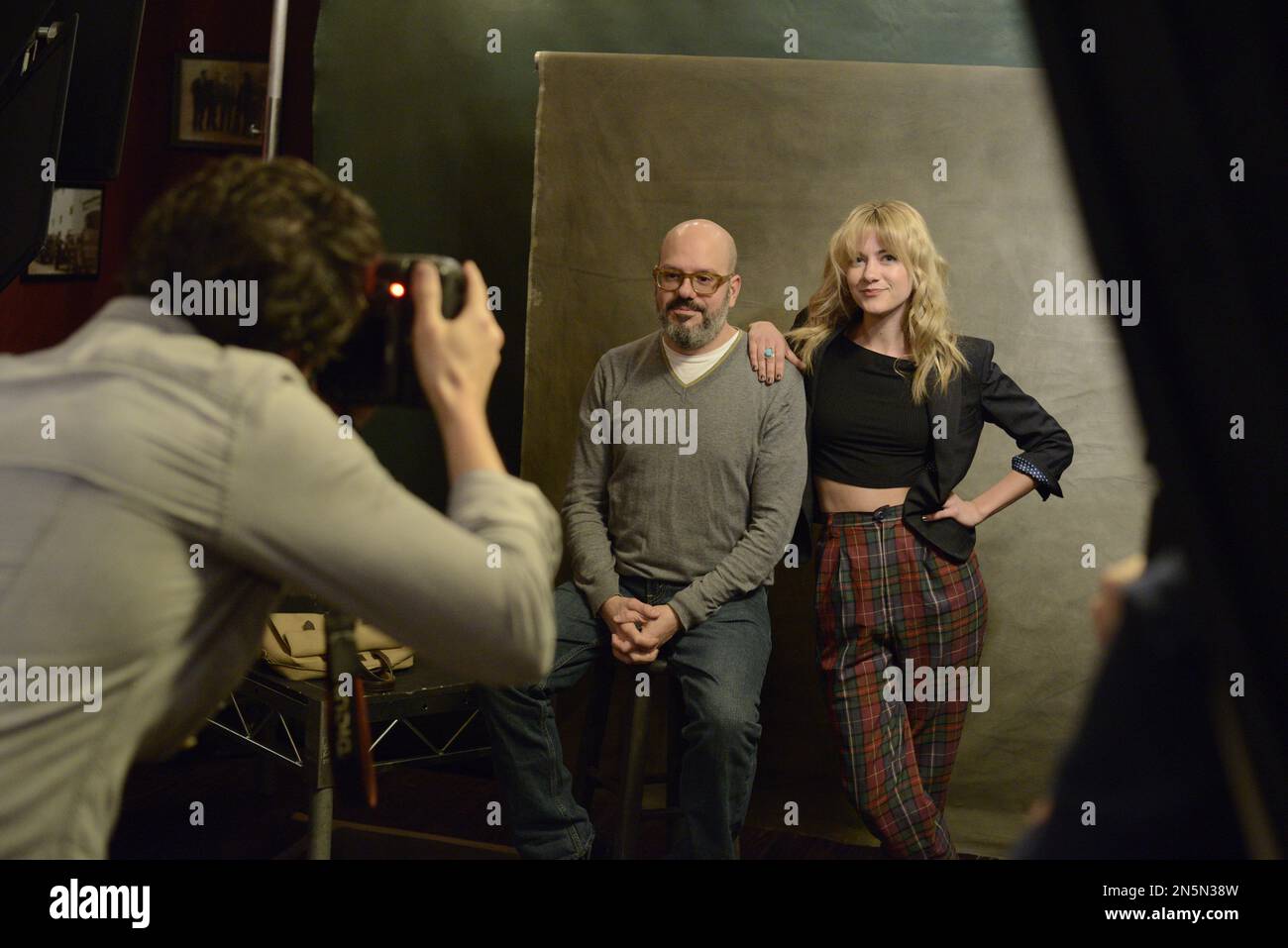 David Cross and Meredith Hagner seen at The Hollywood Reporter Lounge ...