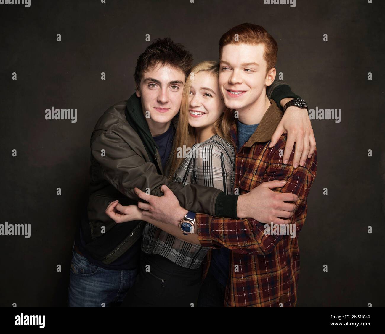 From left, Noah Silver, Morgan Saylor, and Cameron Monaghan pose for a ...