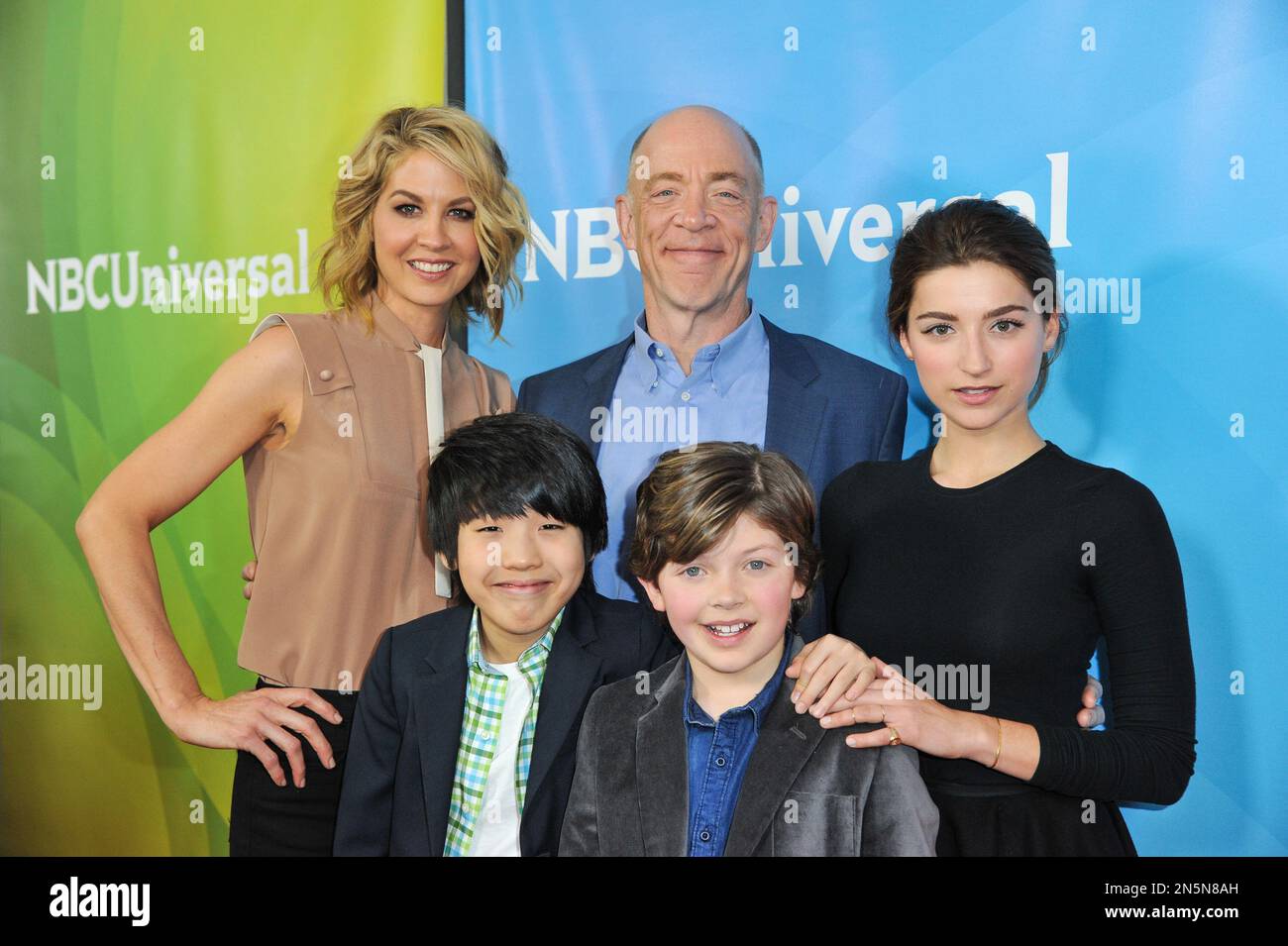 From left, Jenna Elfman, Lance Lim, J.K. Simmons, Eli Baker, and Ava ...
